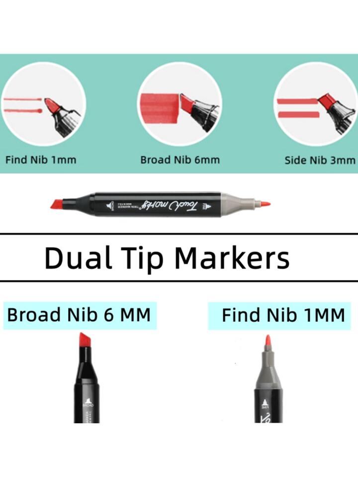 80 Colors Art Marker Alcohol Felt Pen Manga Sketching Markers Dual ...