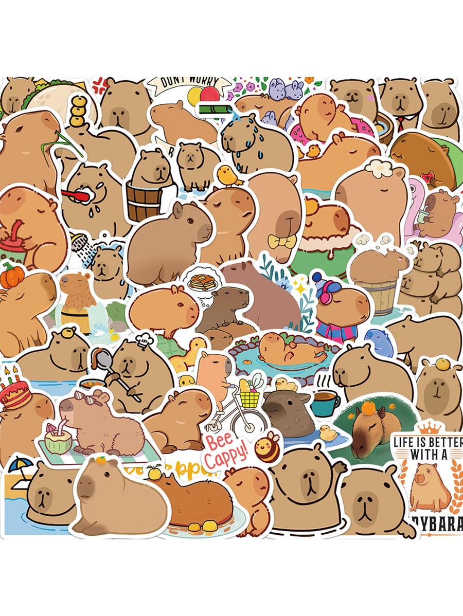 50pcs Cartoon Capybara Graffiti Stickers | SHEIN USA
