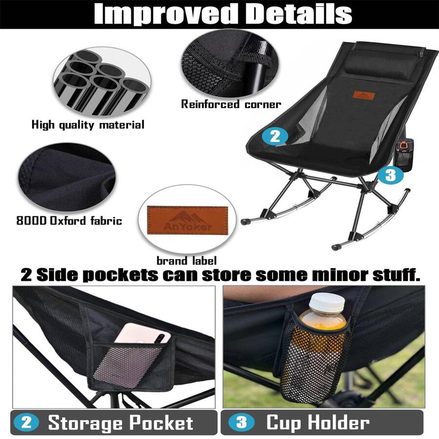 AnYoker Camping Chair, High-Back Compact Backpacking Chair, Portable ...