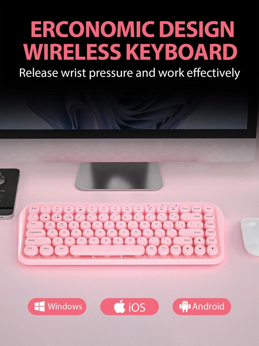 Taiahiro 84 Key Wireless Keyboard,2.4G Office Keyboard Gaming Keyboard ...