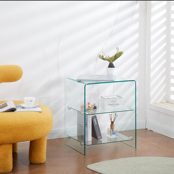 Clear Tempered Glass Side Table Small End Table for Living Room ...
