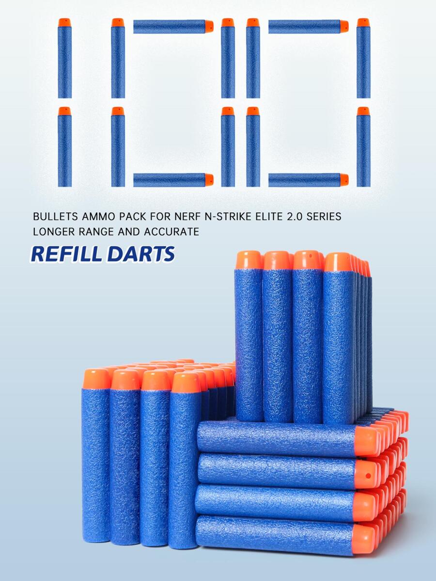 100pcs-Dart Bullets Refill Pack for Nerf N-Strike Elite 2.0 Series ...
