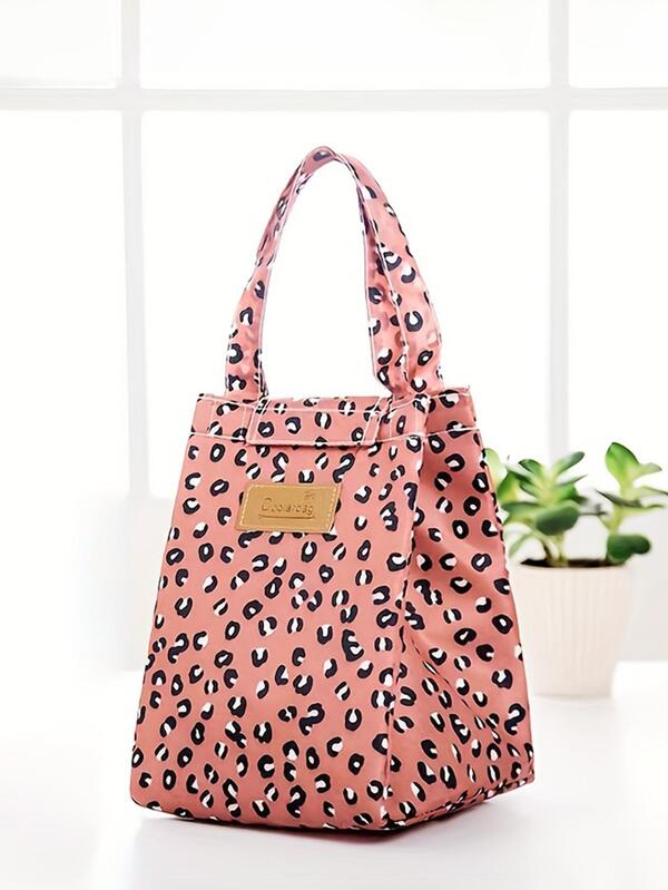 Leopard Pattern Thermal Lunch Bag Portable For School & Work School ...
