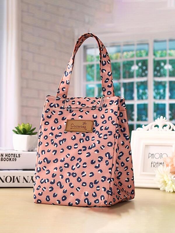 Leopard Pattern Thermal Lunch Bag Portable For School & Work School ...