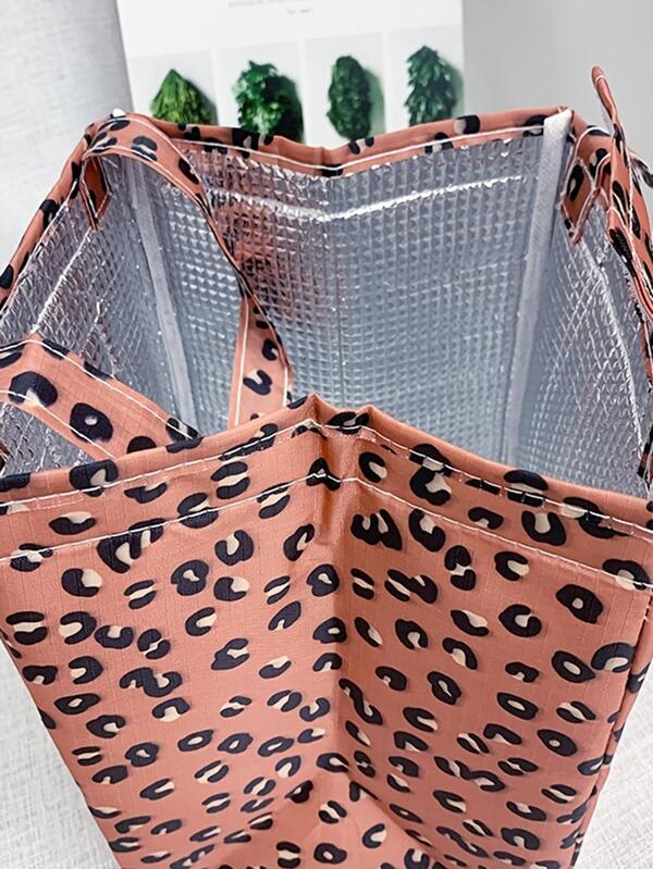 Leopard Pattern Thermal Lunch Bag Portable For School & Work School ...