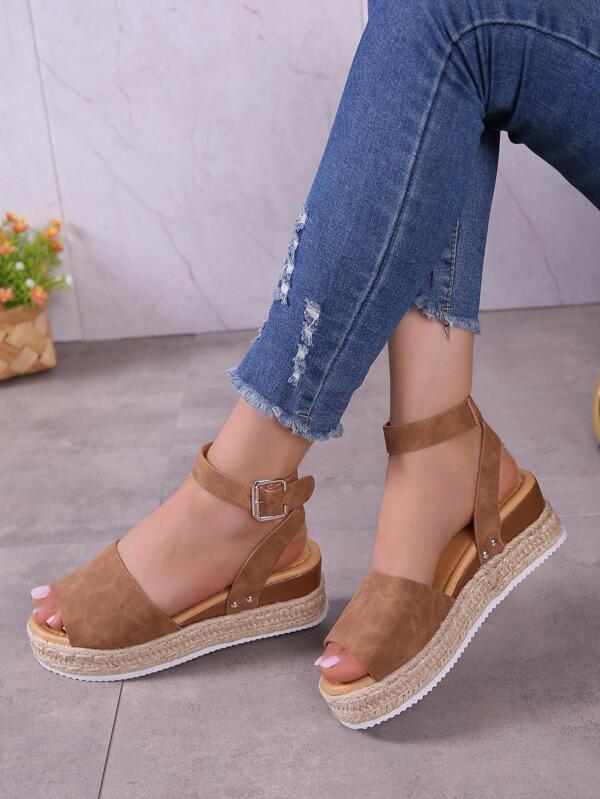 Ladies' Wedge Heel Thick Bottom Sandals, Molded Sole Roman Style 's ...