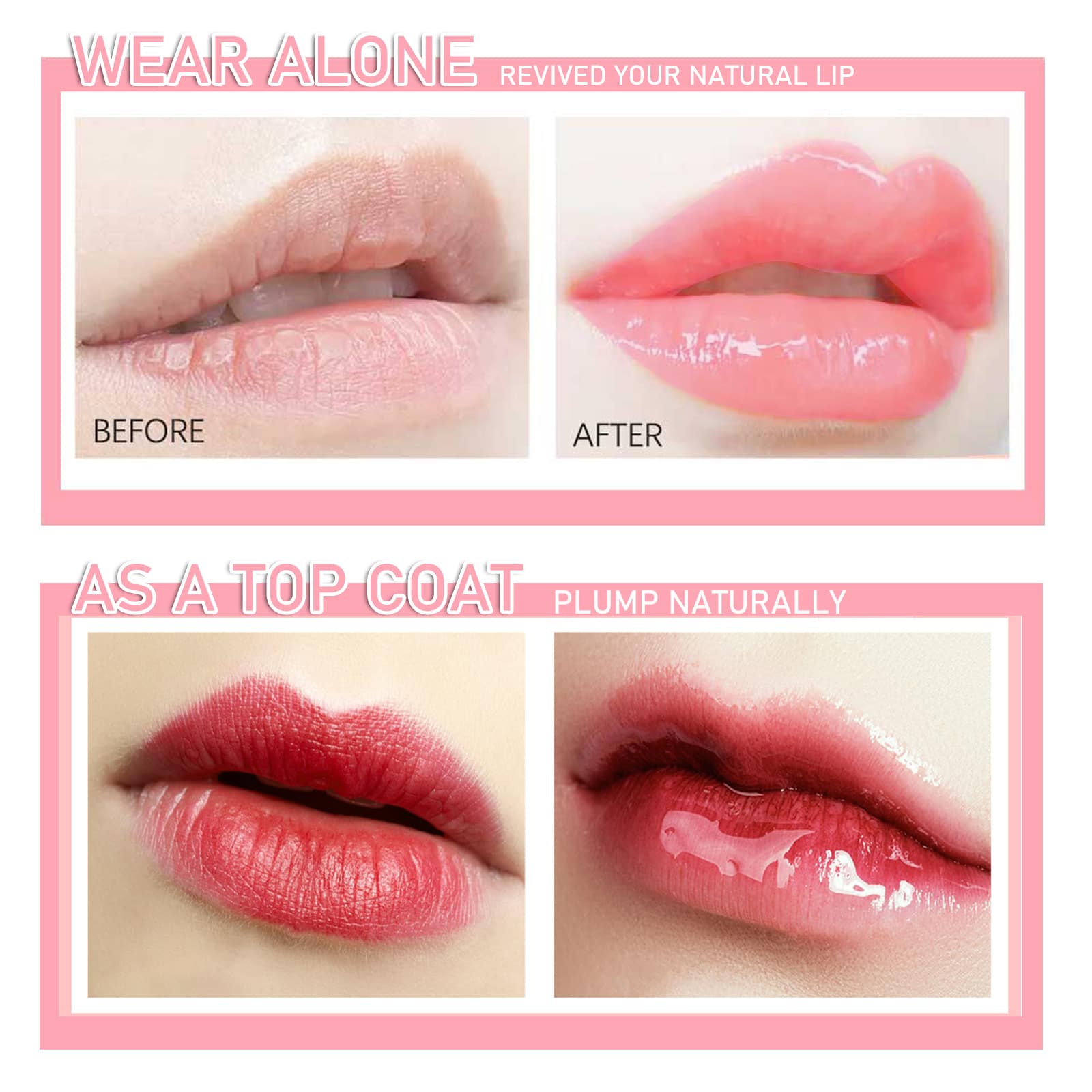 2 PCS Plumping Lip Glow Oil, Clear Tinted Lip Gloss Set, Moisturize And ...