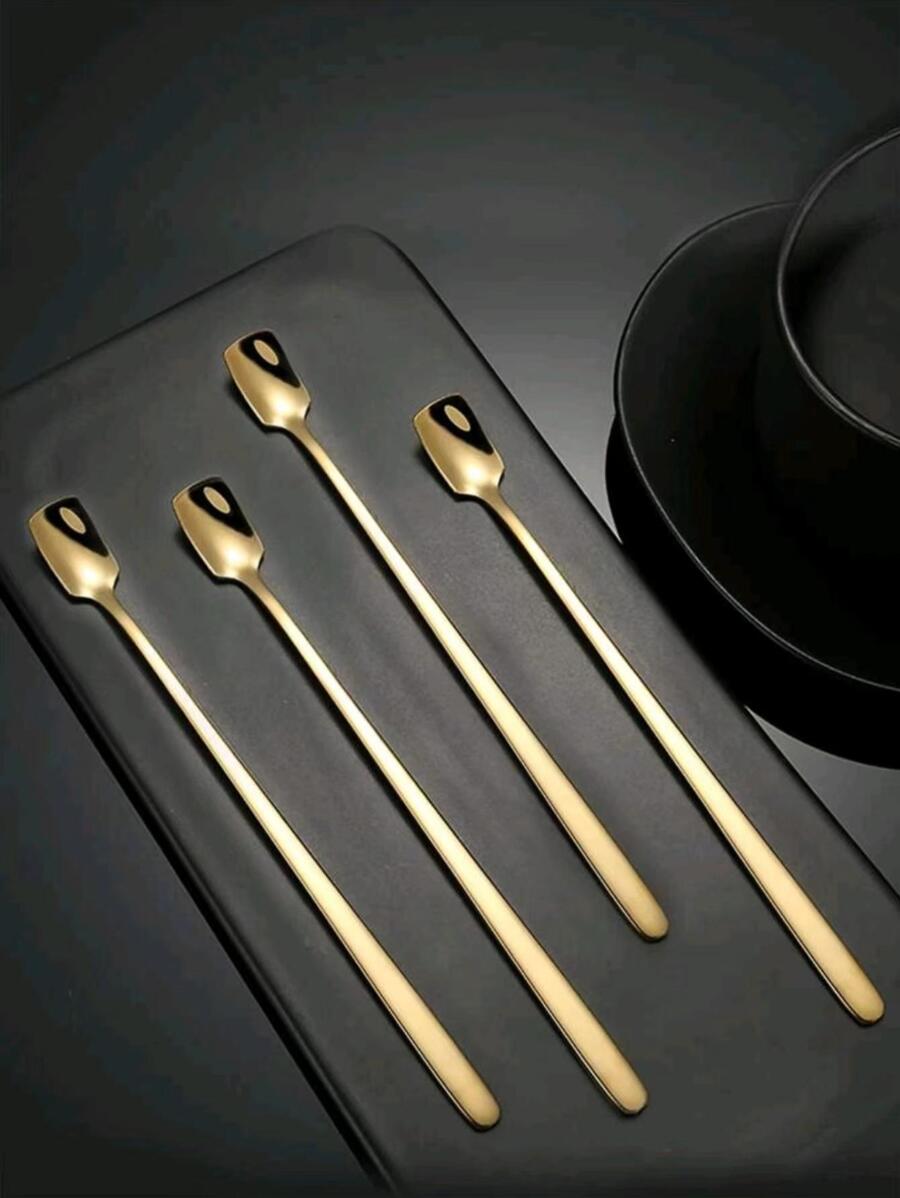 4pcs/set Stainless Steel Long Handle Mixing Spoon, Perfect For Tea ... 4pcs/set Stainless Steel Long Handle Mixing Spoon, Perfect For Tea ...