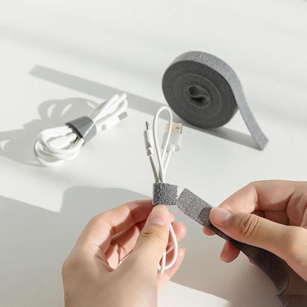 1 Roll 5m Gray Cuttable Cable Management Magic Tape Strap For Computer ...