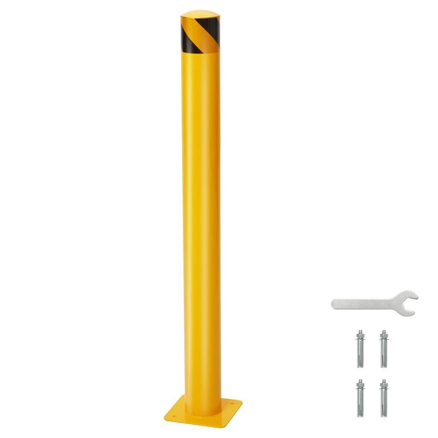 Safety Bollard, Bollard Post, 4.5 Inch Diameter, Yellow Safety Steel ...