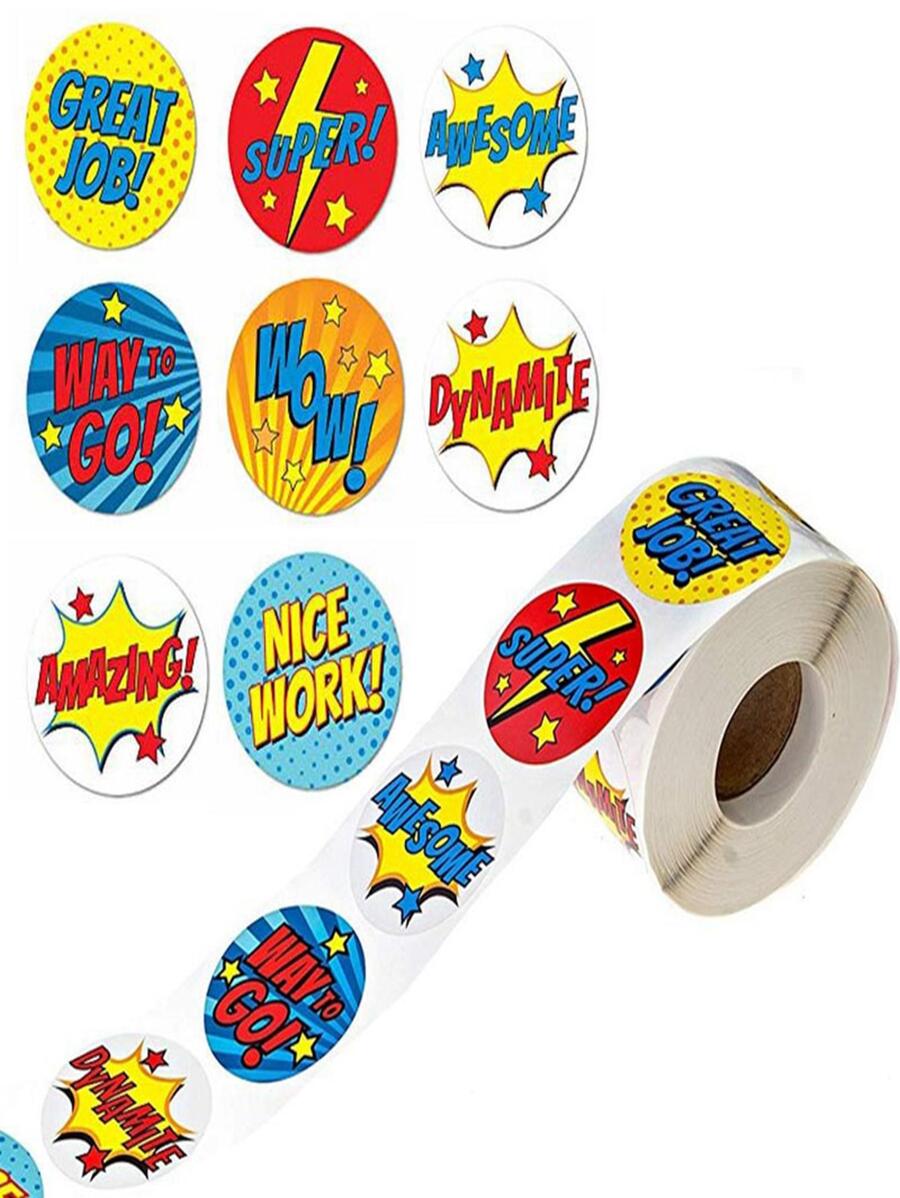 500pcs/roll 1inch Cartoon Reward Stickers, 2.5x2.5cm Kids Praise ...