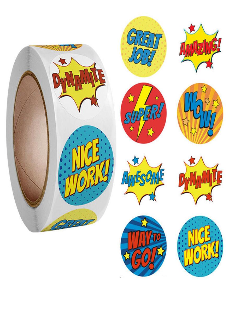 500pcs/roll 1inch Cartoon Reward Stickers, 2.5x2.5cm Kids Praise ...