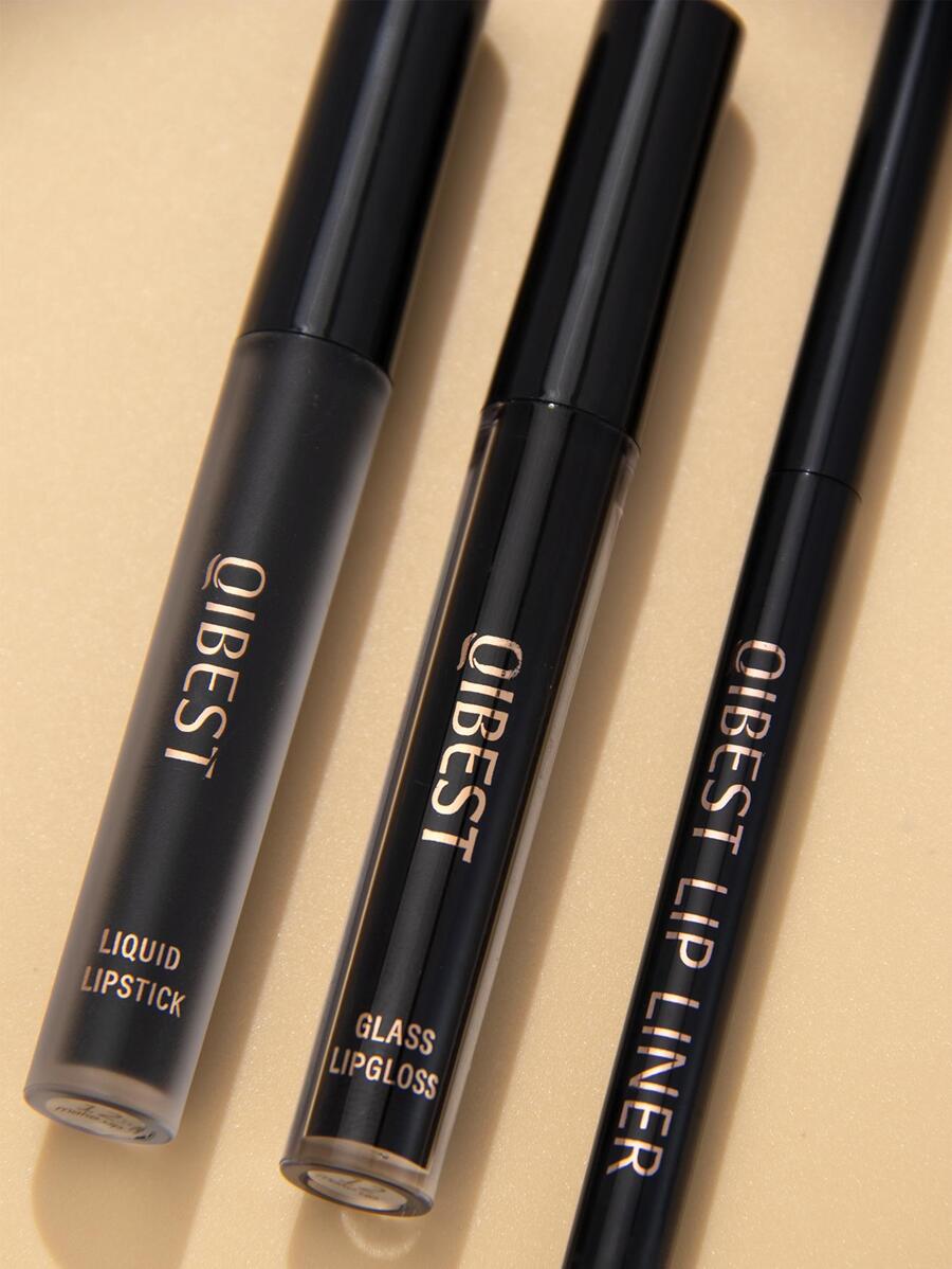 Qibest Trio Lip Set 3pcs Non Stick Cup Long Lasting Moisturizing