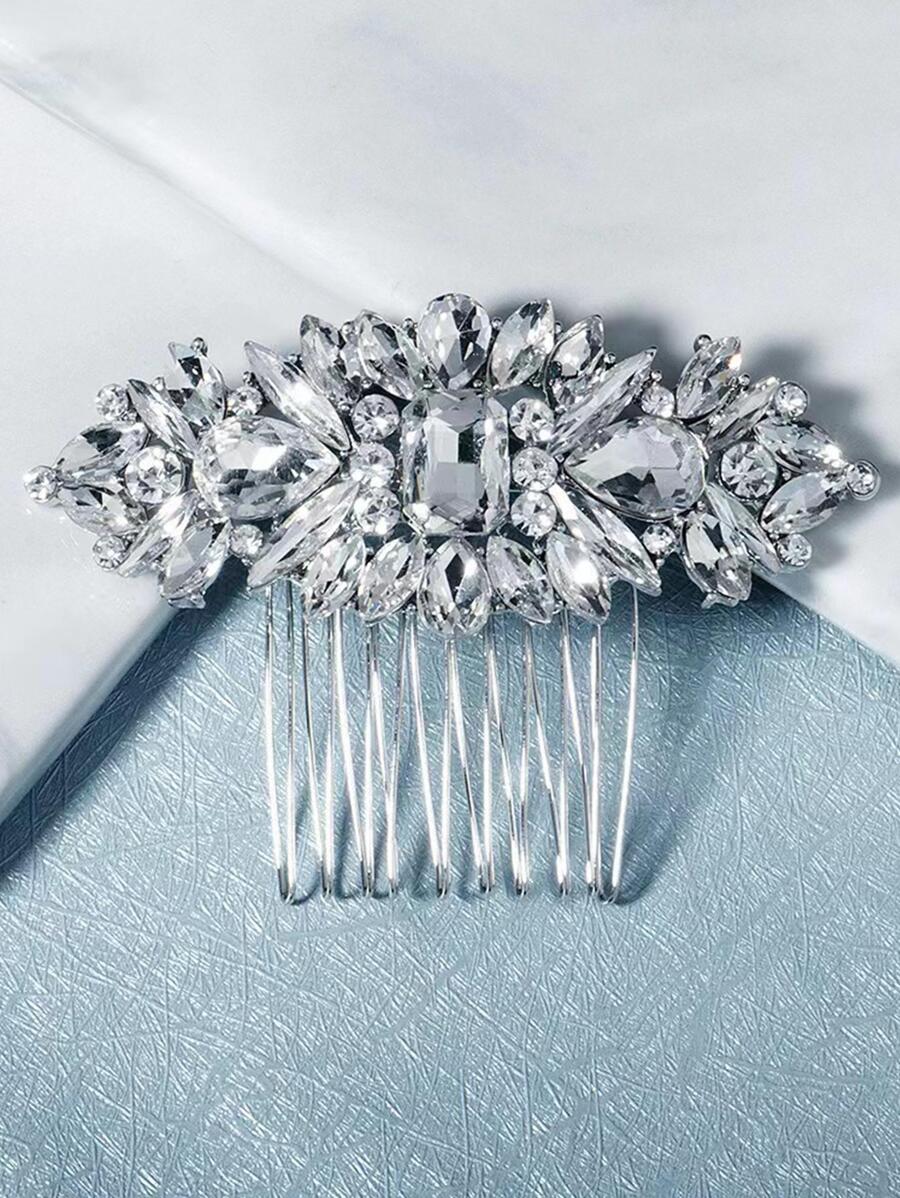 1pc Women's Romantic & Luxurious Bridal Accessory - Silver Bridal Comb ...