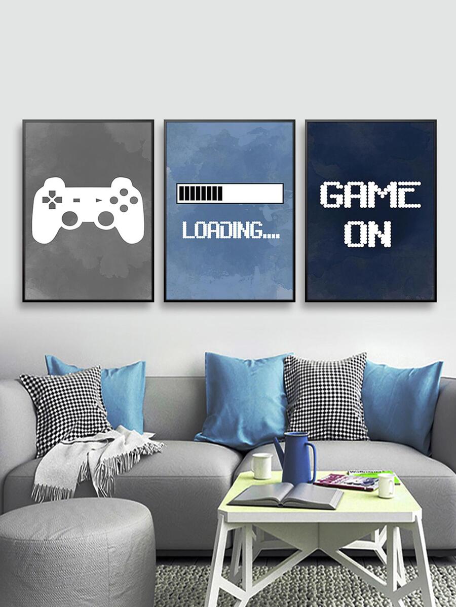 3pcs Party Game Slogan Game Pad Funny Pattern Art Canvas Print Wall ...