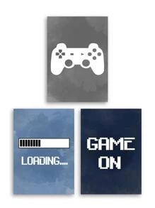 3pcs Party Game Slogan Game Pad Funny Pattern Art Canvas Print Wall ...