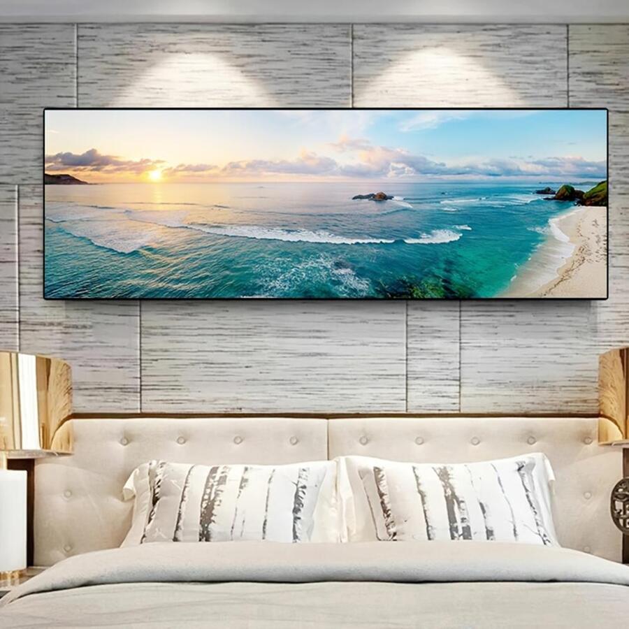 1Pc Frameless Nature Landscape Canvas Painting Mountain Lake Sunset Wall Art Poster and Print ...