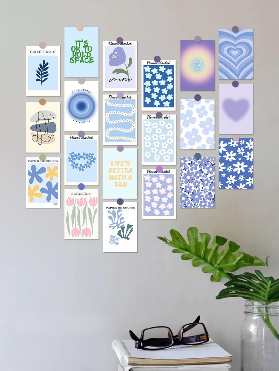 50Pcs Blue Wall Collage Kit Aesthetic Pictures, Photo Wall Collage Kit ...