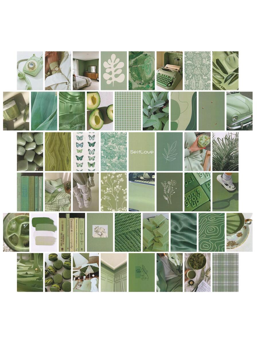 50pcs Sage Green Wall Collage Kit Aesthetic Pictures For Bedroom Decor ...