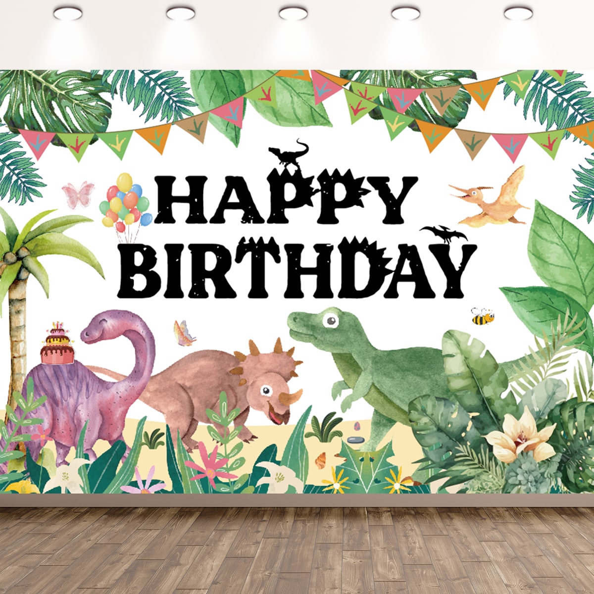 7 X 5 ft Watercolor Dinosaur Backdrop Dinosaur Birthday Party ...