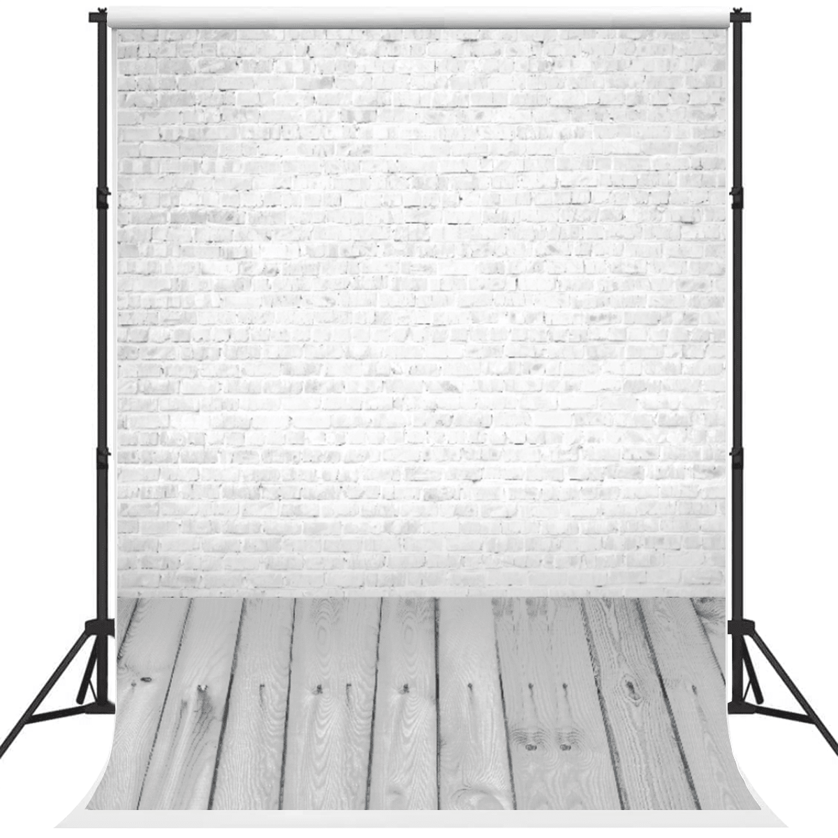 5 X 7 ft White Brick Wall With Gray Wooden Floor Photography Backdrop ...