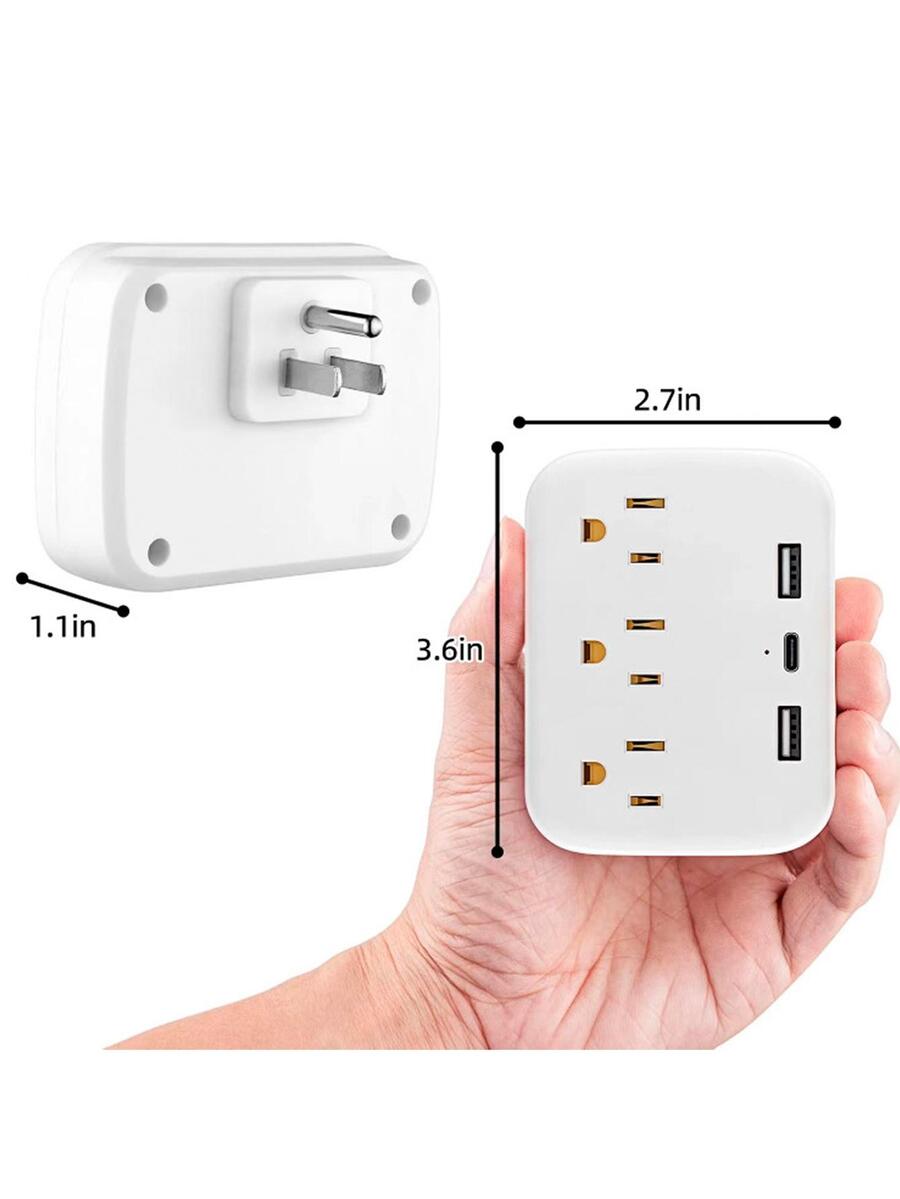 USB Multi-Contact, Multiple Connector With 3 AC Plugs, 1 USB Type-C And ...