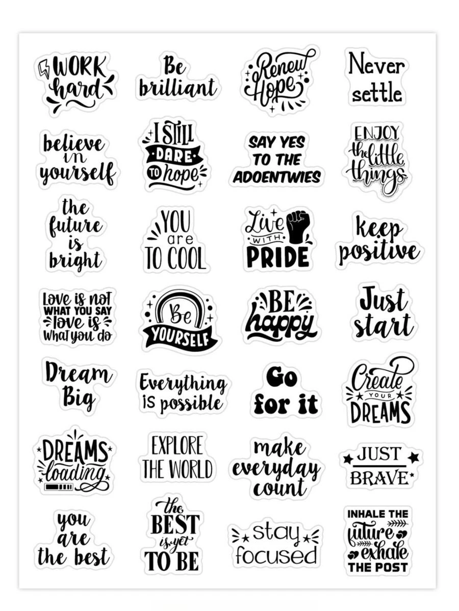 1pc Text Stickers Leaflet Transparent English Handwritten Famous Quotes ...