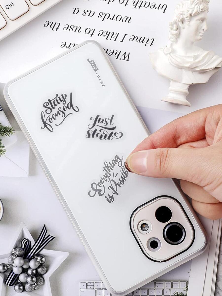 1pc Text Stickers Leaflet Transparent English Handwritten Famous Quotes ...