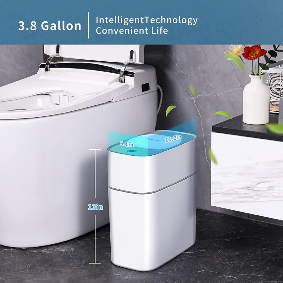 JBS Global Bathroom Trashs Can Touchless, Self Sealing TrashCan, Motion ...