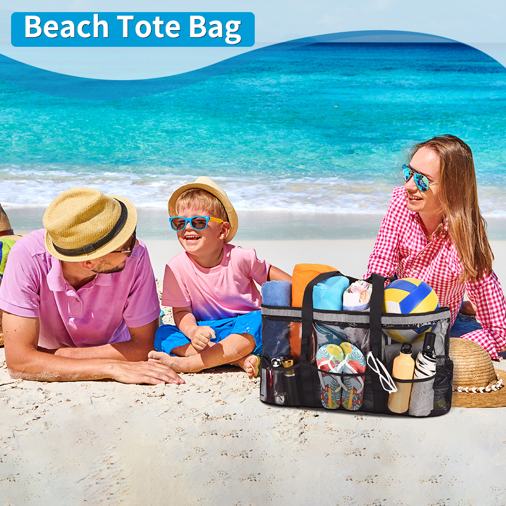 ATARNI Extra Large Beach Bag for Women Mesh Tote Bag with Zipper and ...
