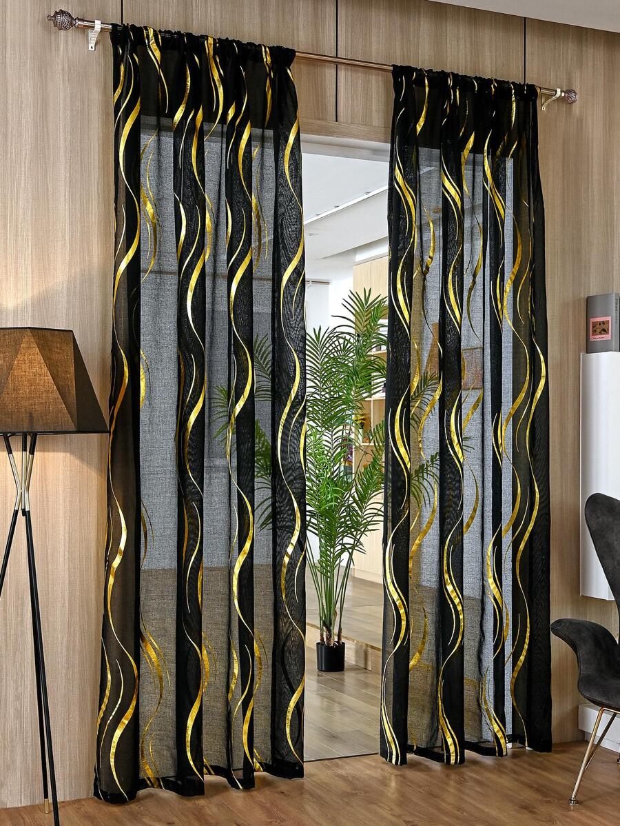 Wave Pattern Single Panel Sheer Curtain | SHEIN USA