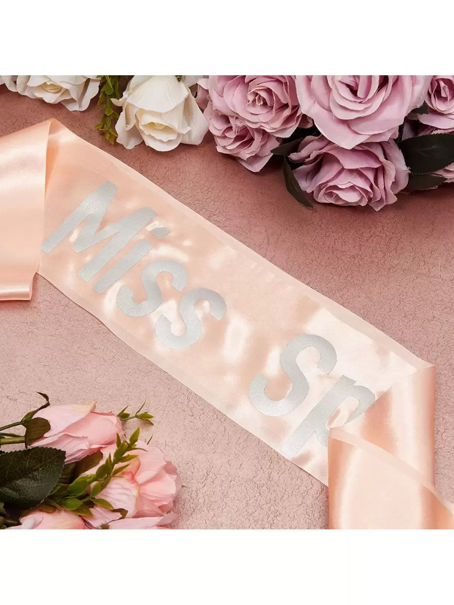 Shell Pink Satin Sashes for Pageants, Bachelorette Party, Prom (4 x 33 ...