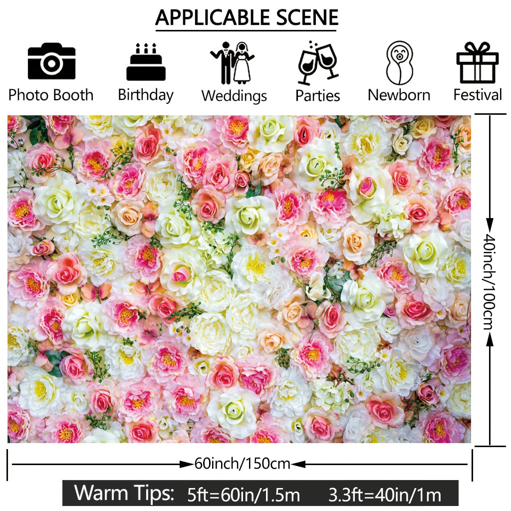 5 X3 ft Floral Backdrop for Photography Wedding Backdrops Studio Props ...