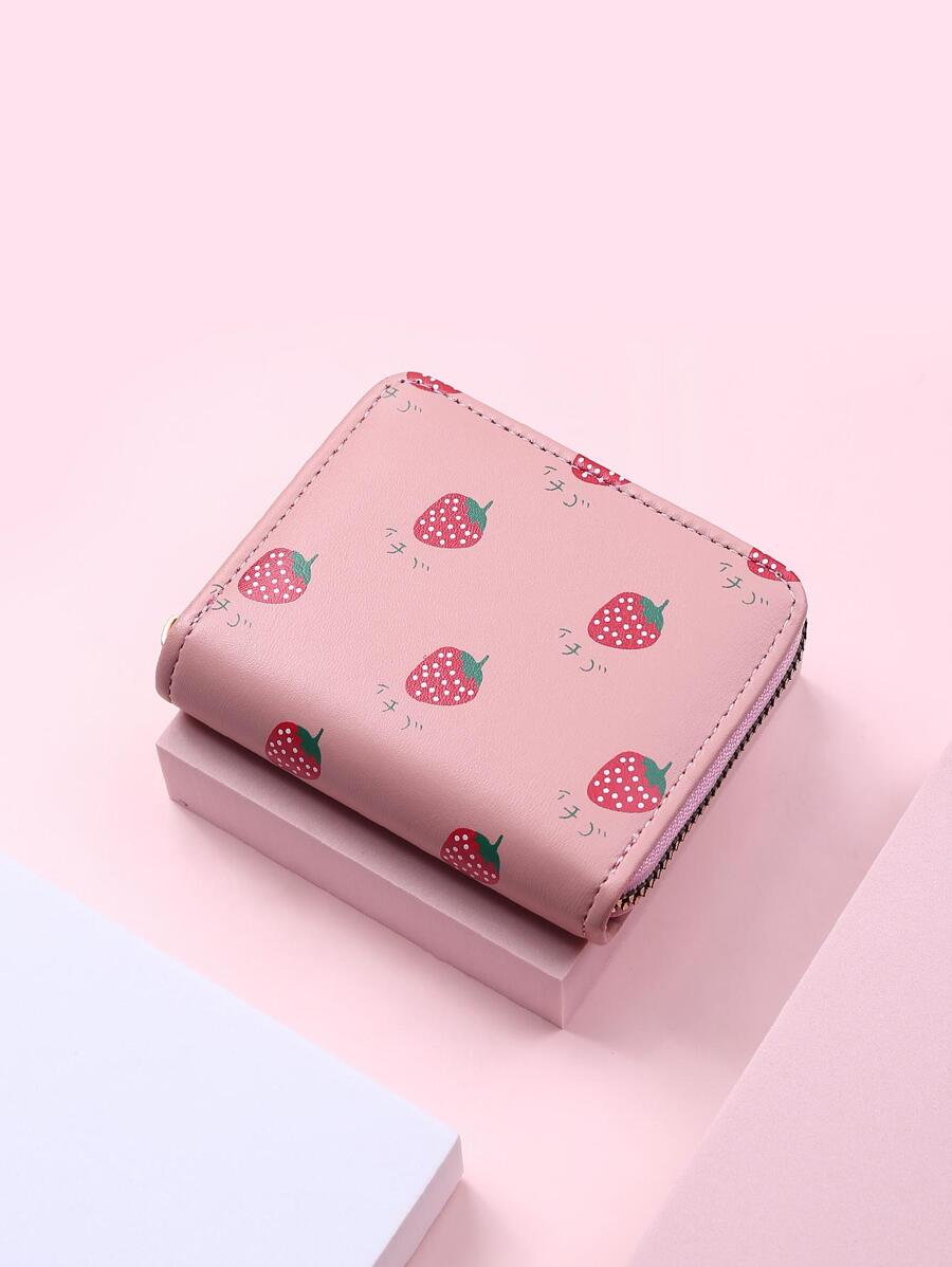 Girls Strawberry Pattern PU Zipper Small Wallet | SHEIN USA