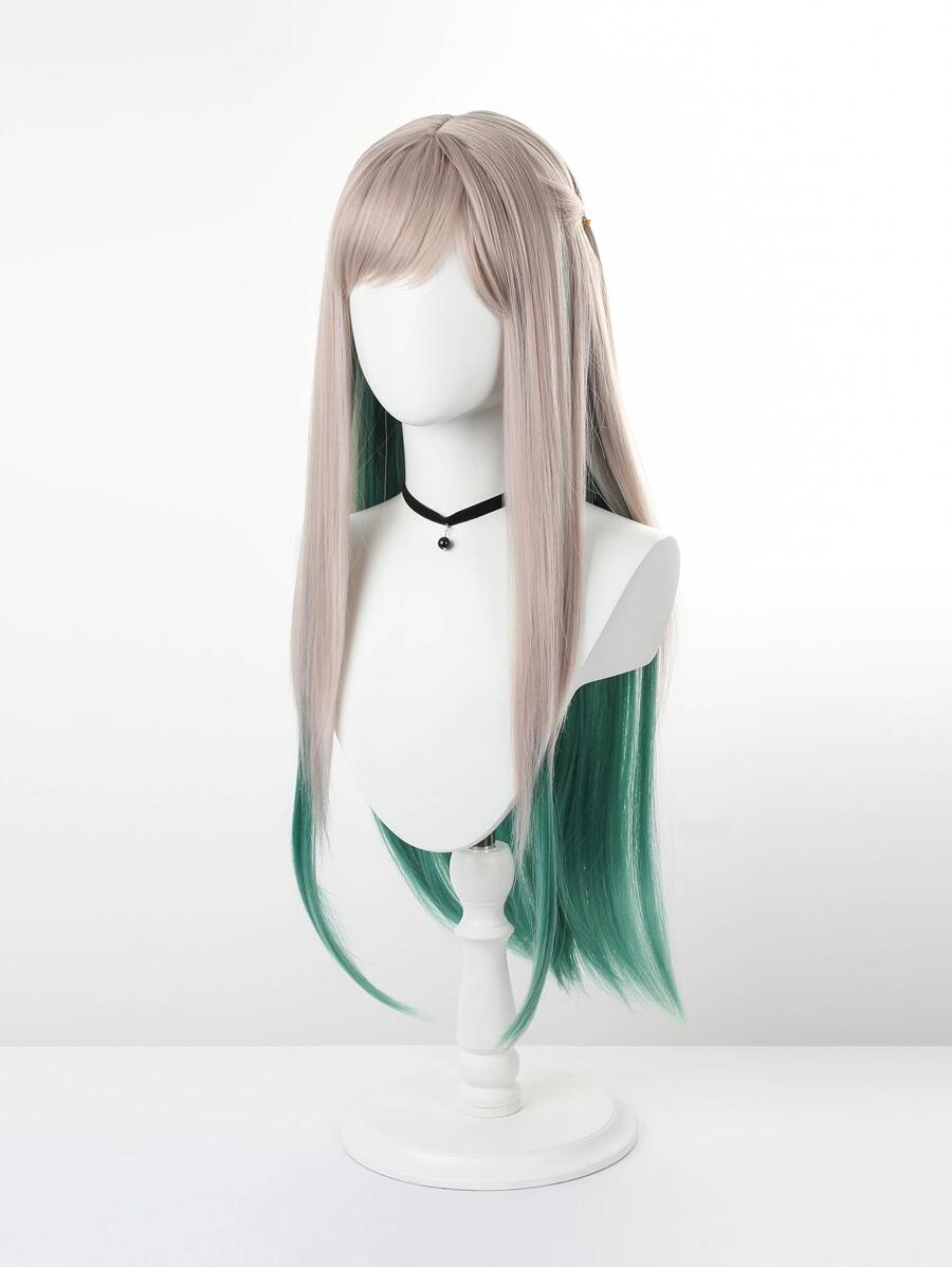 Anime Cosplay Wig Yashiro Nene Light Pink Gradient Green Wig Synthetic ...