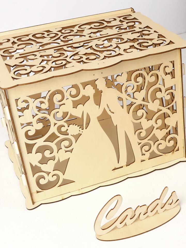 1 Set Wood Wedding Card Box With Lock And Cards Sign, Card Box For ...