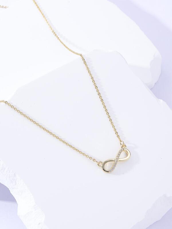 1pc Exquisite Cubic Zirconia Decor Infinity Pendant Necklace For Women ...