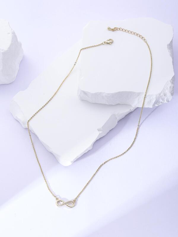 1pc Exquisite Cubic Zirconia Decor Infinity Pendant Necklace For Women ...
