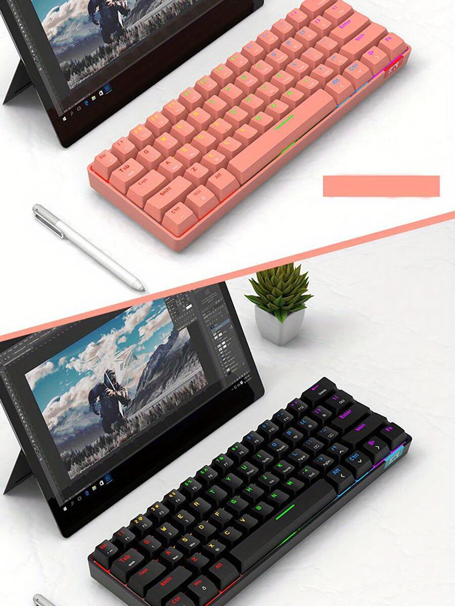 DAIDAI STK61 red axis (red switch) wired Bluetooth mechanical keyboard dual mode 61 key female ...