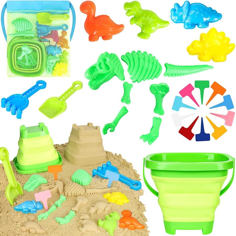 Beach Toys Sand Toys for Kids, Dinosaur Sand Toys with Collapsible ...