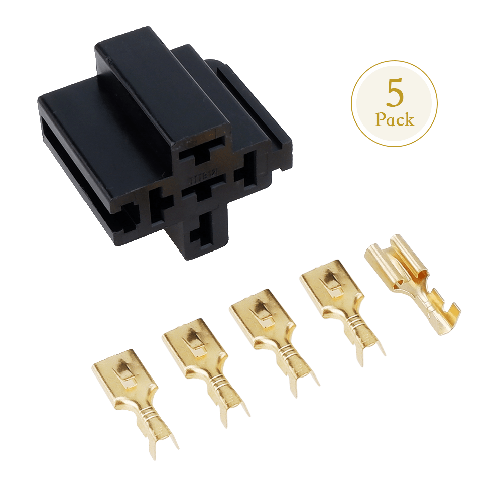 Relay Connector, 5 Pin Relay Connector 12V Socket 30Amp 40Amp 6.3mm ...