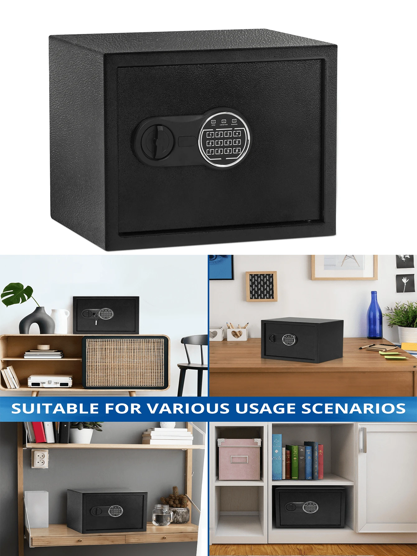 1.2 Cubic Feet Steel Safe with Digital Keypad Lock and Interior Lining ...