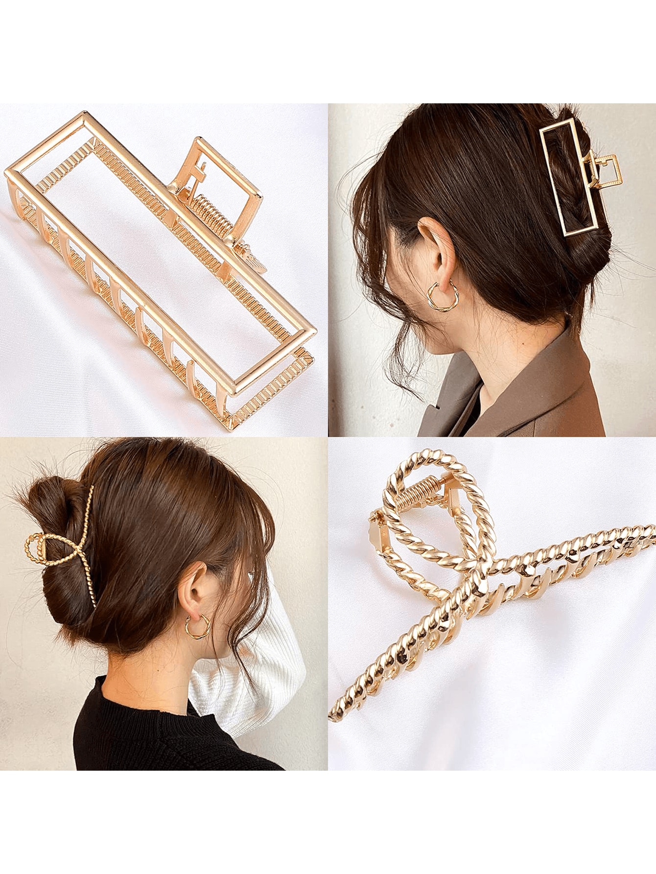 3 PCS Metal Large Hair Claw Clips for Thick Heavy Hair, Big Non-Slip ...