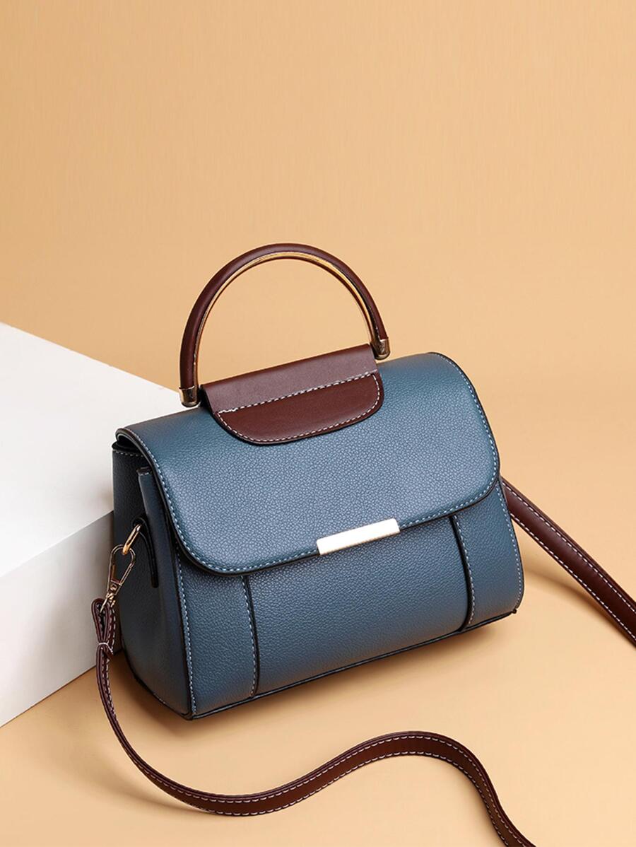 Vintage And Simple Color Blocking Handbag | SHEIN USA