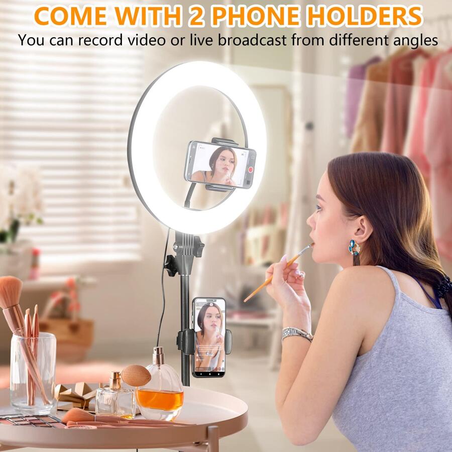 FORKODA Selfie Ring Light with Stand and Phone Holder, 12" LED Phone ...