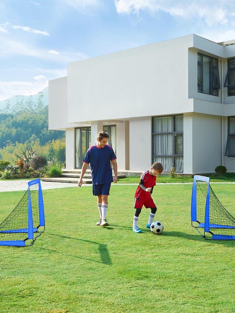 SONGMICS Folding Children's Soccer Goal Set of 2, Kids Soccer Nets ...