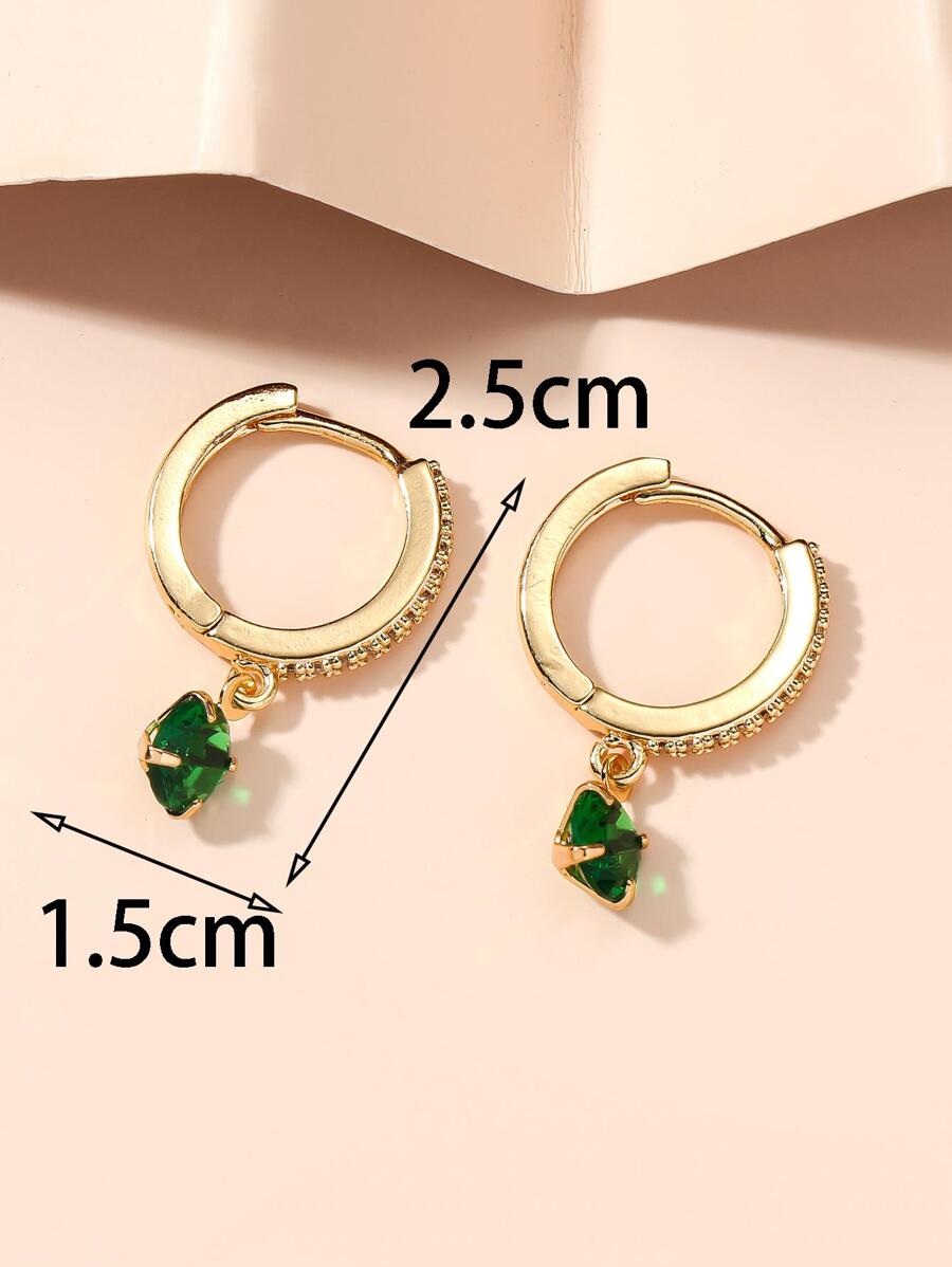 2pcs Fashion Trend Luxury Noble Green Cubic Zirconia Gold Color Hoop