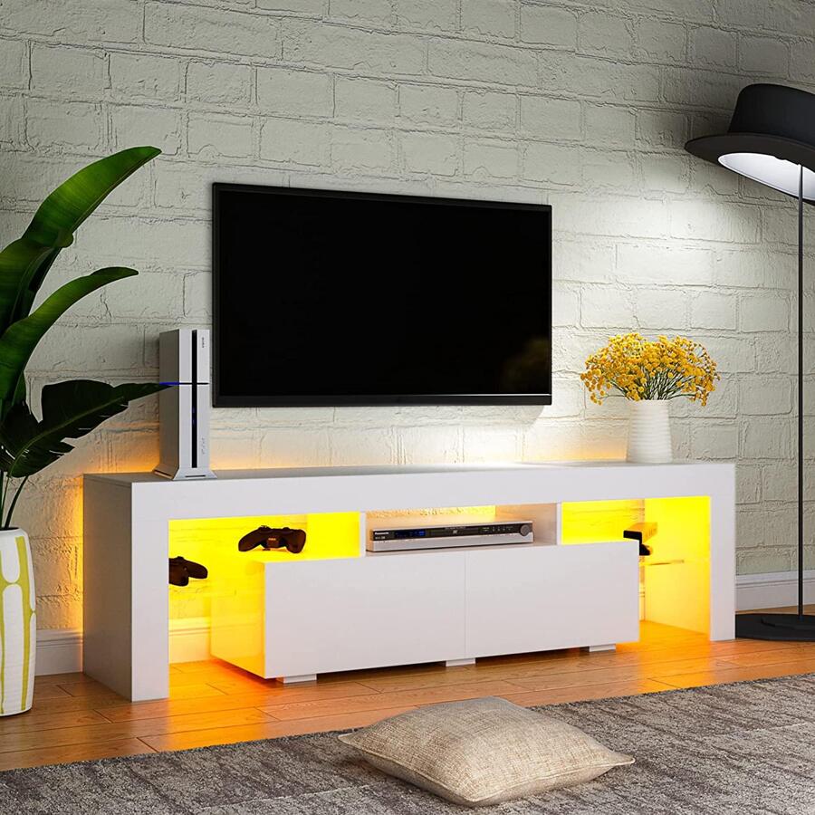 63 inch TV Stand,LED TV Stand High Glossy Entertainment Center Modern ...