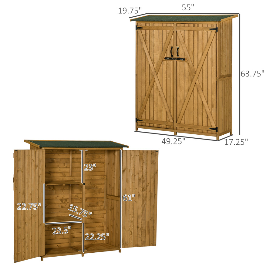 Outsunny Outdoor Storage Cabinet Wooden Garden Shed Utility Tool ...
