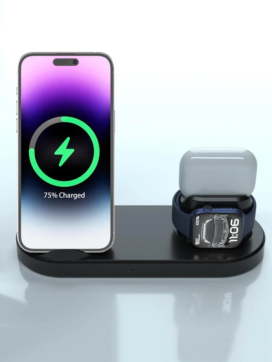 15w 3-In-1 Multi-Functional Wireless Charger, Compatible With Qi ...